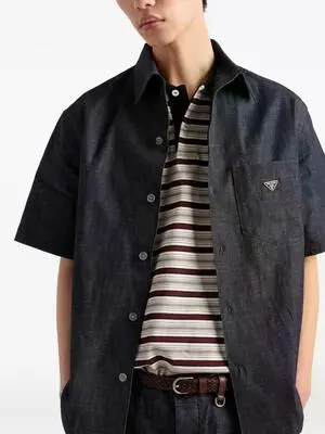 Prada Short-sleeve Chambray Denim Shirt