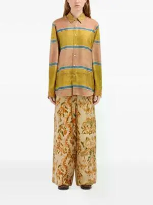 PIERRE-LOUIS MASCIA Aloé Paisley-print Striped Shirt - Yellow