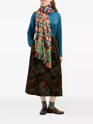 PIERRE-LOUIS MASCIA Floral Print Corduroy Skirt - Brown