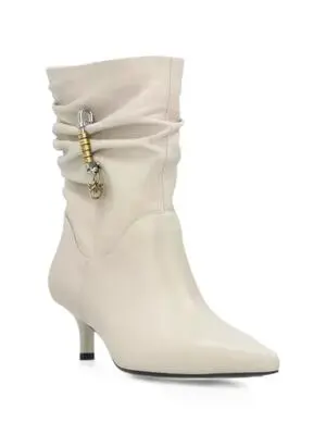 Pinko Ruched Logo-charm Ankle Boots