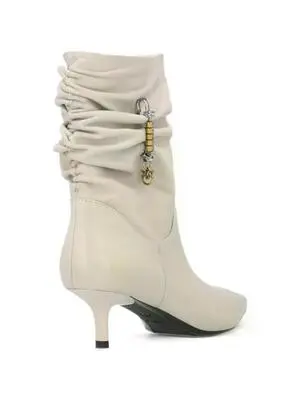 Pinko Ruched Logo-charm Ankle Boots