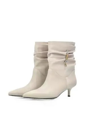 Pinko Ruched Logo-charm Ankle Boots