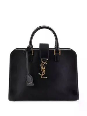 Saint Laurent Monogram Cabas Leather Baby Satchel - Black
