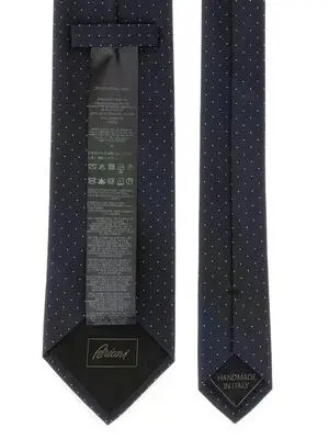 Brioni Polka-dot Herringbone Tie - Blue