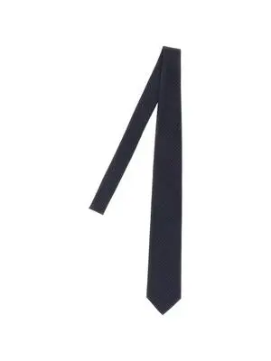 Brioni Silk Polka-dot Herringbone Neck Tie - Blue