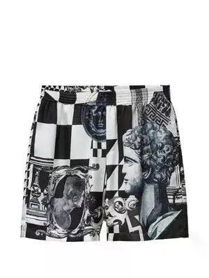 Versace Printed Silk Twill Shorts - Black