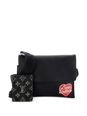 LOUIS VUITTON Nigo Trio Messenger Pouch Monogram Denim And Taurillon Leather Clutch Bag - Black