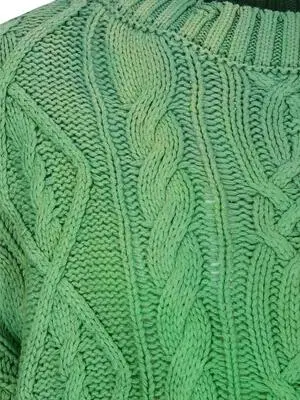 FOUND Cable-knit Distressed Sweater