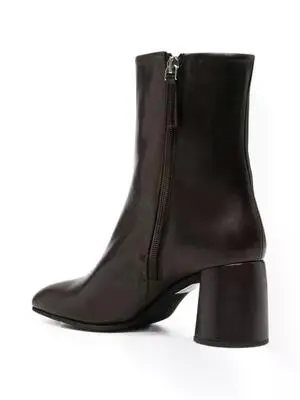 POEVE Square-toe Leather Ankle Boots