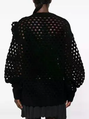 Blumarine Crochet-knit Floral-appliqué Sweater