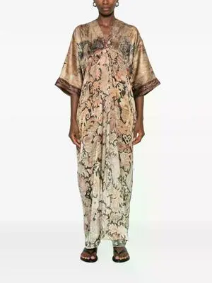 PIERRE-LOUIS MASCIA Graphic-print V-neck Maxi Dress