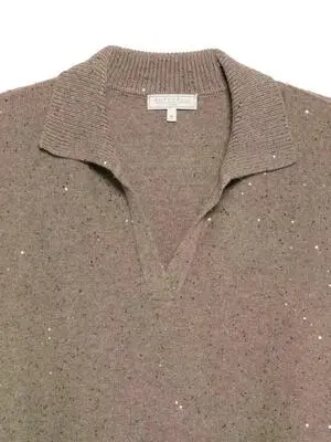 Antonelli Firenze Sequin-embellished Polo-collar Sweater