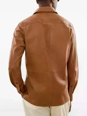 Ralph Lauren Purple Label Lambskin Button-up Leather Jacket