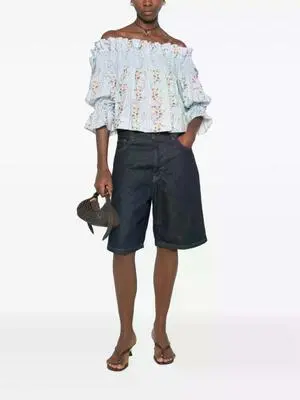 Agua Bendita Isla Navegante Floral-print Ruffled Top