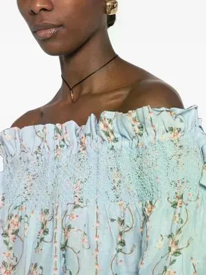 Agua Bendita Isla Navegante Floral-print Ruffled Top