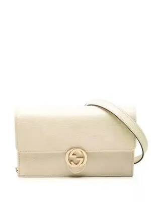 Gucci 2000-2015 Dollar Calfskin Interlocking G Wallet On Chain Crossbody Bag - Brown