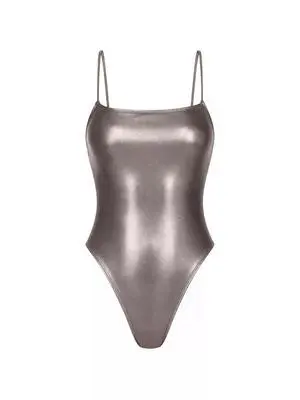 GOTTEX Metallic-effect Square-neck Swimsuit - Grey