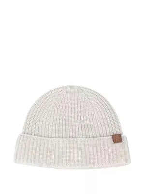 Eleventy Ribbed-knit Turn-up Beanie Hat - White