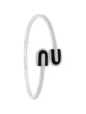 U LOS ANGELES Duo Diamond And Onyx Bracelet - Silver