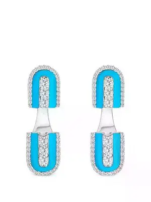 U LOS ANGELES Turquoise And Diamond Floating Earrings - Silver
