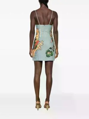 Farm Rio Embroidered Floral-print Linen Mini Dress