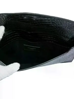 Saint Laurent 2019 Croc Embossed Leather Uptown Pouch Clutch Bag