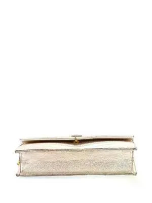Saint Laurent Classic Monogram Wallet On Chain Matelasse Chevron Metallic Leather Small Crossbody Bag - Silver