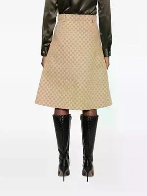 Gucci Gg Cotton Canvas Jacquard Skirt