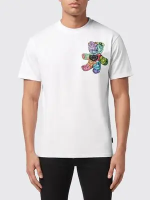 Philipp Plein Slim Fit Cotton T-shirt With Teddy Bear And Monogram Print - White