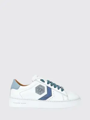 Philipp Plein Low-top Leather Sneakers With Monogram And Hexagon Logo - Turquoise