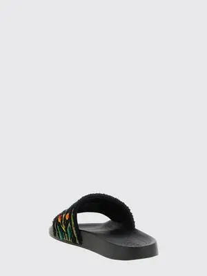 Casablanca Laurel Terry Sliders With Embroidery - Black