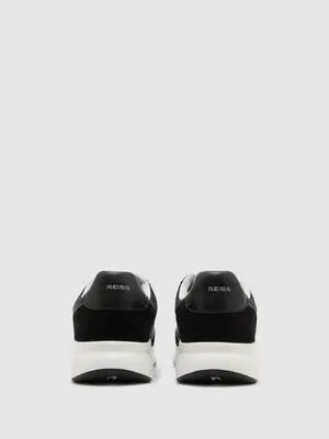 REISS Suede-trim Runner Trainers - Black/white