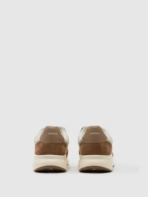 REISS White & Camel Suede-trim Runner Trainers - White/ Camel
