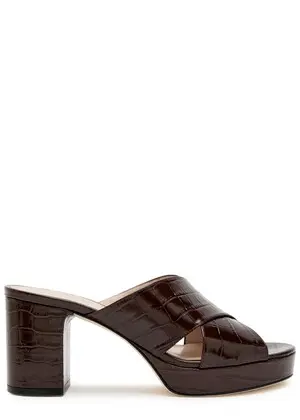 STUART WEITZMAN Dayna 80 Crocodile-effect Leather Platform Sandals - Brown
