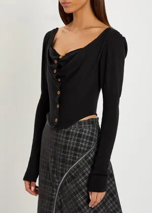 VIVIENNE WESTWOOD Bea Draped Wool-blend Corset Cardigan