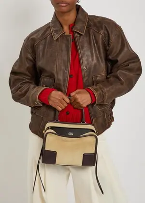 Loewe Amazona 180 Small Leather And Suede Top Handle Bag