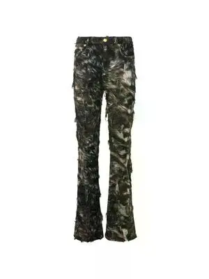 Roberto Cavalli Animal-print Distressed Jeans