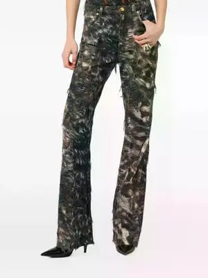 Roberto Cavalli Animal-print Distressed Jeans