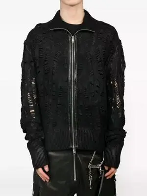FILTH Distressed Zip-up Cardigan