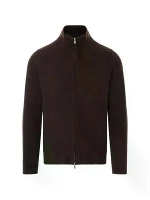 Alpha Studio Zip-up High-neck Cardigan - Brown