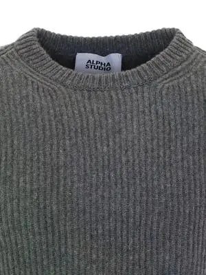 Alpha Studio Ribbed-knit Crew-neck Sweater