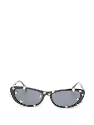 YVMIN Flower-embellished Cat-eye Sunglasses - Black