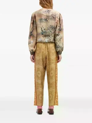 PIERRE-LOUIS MASCIA Aloe Baroque-pattern Straight-leg Trousers