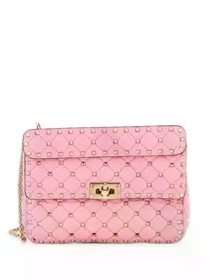 Valentino Garavani Rockstud Spike Flap Bag Quilted Leather Medium Crossbody Bag - Pink