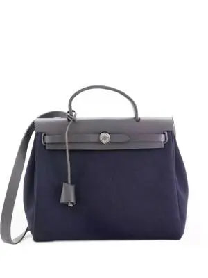 Hermès Herbag Zip Leather And Toile 31 Shoulder Bag - Blue