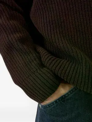 Closed Ribbed-knit Raglan-sleeve Sweater