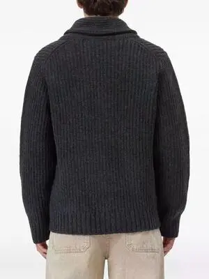 Closed Ribbed Shawl-collar Cardigan