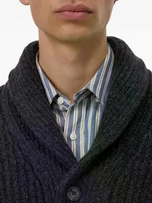 Closed Ribbed Shawl-collar Cardigan