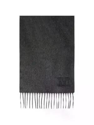 Max Mara Dalia Cashmere Stole With Monogram Embroidery Dark - Grey