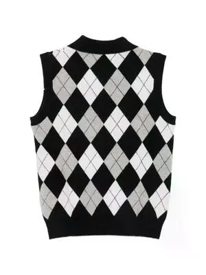 LISA YANG Anwen Argyle-knit Polo Top